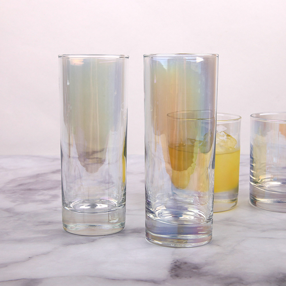 오로라 아일랜드330ml 2P세트 홀로그램 바글라스 유리 홈카페 롱드링크