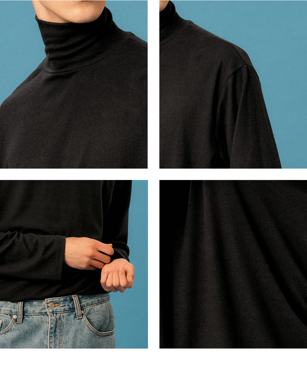 MEN 덤블 코튼 기모 히트텍 니트 목티 [블랙] - 감도 깊은 취향 셀렉트샵 29CM