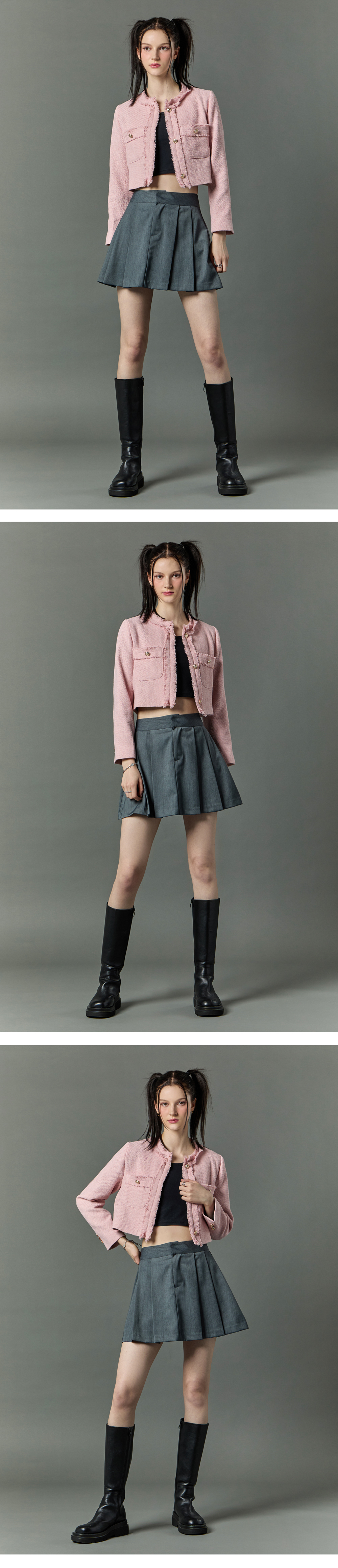 [CP] 크롭 라운드 트위드 블레이저 자켓 [PINK] 골드버튼 ver. - 감도 깊은 취향 셀렉트샵 29CM